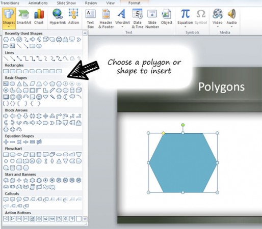 Criar polígonos em PowerPoint usando Shapes