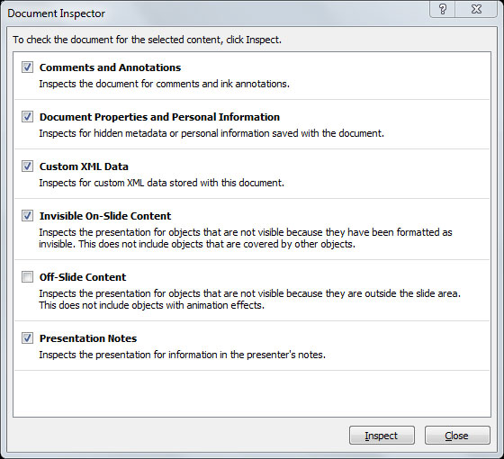 ใช้ตรวจสอบเอกสาร PowerPoint 2010 ก่อนที่จะแลกเปลี่ยนการนำเสนอของคุณ
