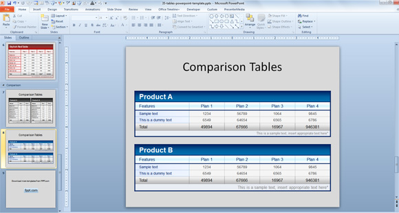 Gratis Perbandingan Tabel Template untuk Presentasi PowerPoint