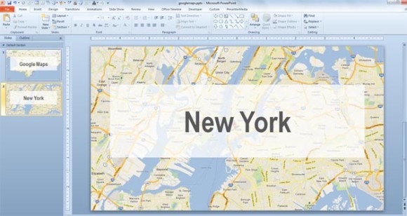 ใช้แผนที่จาก Google Maps ในนำเสนอ PowerPoint 2010
