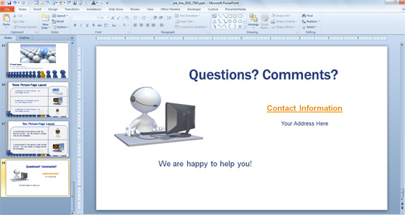 Ultimo diapositiva in una presentazione PowerPoint