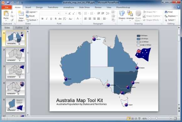 Australien Karte Vorlage für Powerpoint-Präsentationen