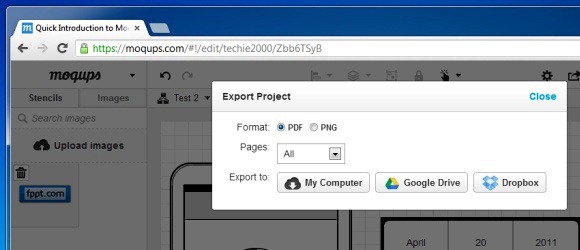สร้างและแบ่งปัน Mockups และ wireframes ออนไลน์ด้วย Moqups Web App
