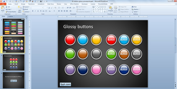 Gratis Glossy Buttons Vorlage für Powerpoint