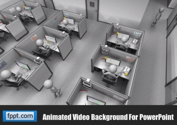 Animasi PowerPoint Template Of Staf Kantor di bilik