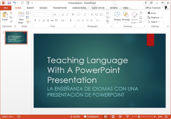 Enseñanza de Idiomas con una presentación de PowerPoint