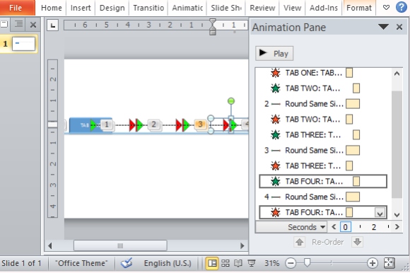 탭 슬라이드 템플릿 탭에서 파워 포인트 슬라이드를 표시