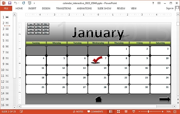 Calendario Interactivo 2015 Plantilla de PowerPoint