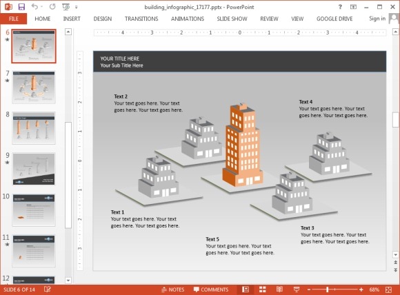 Bâtiments animés Infographic PowerPoint Template