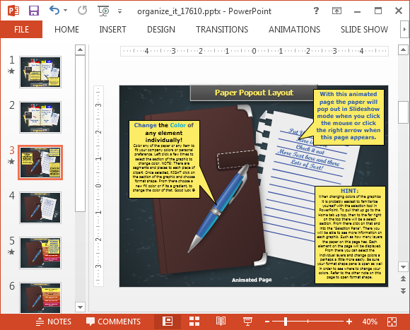 จัดระเบียบโต๊ะแม่แบบเคลื่อนไหว PowerPoint ของคุณ