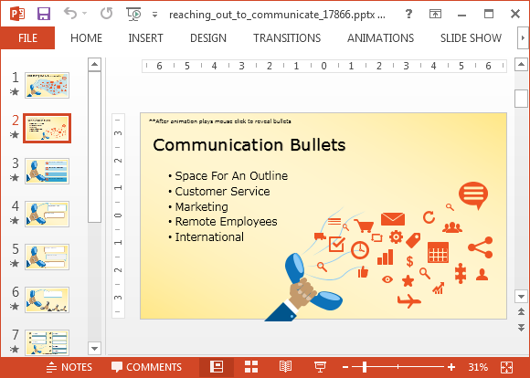 Widescreen Communication Modèle PowerPoint avec des animations