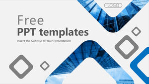 Template PowerPoint latar belakang persegi biru PowerPoint Template ...