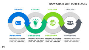 Four-step flow chart PPT template with small icon PowerPoint Templates ...